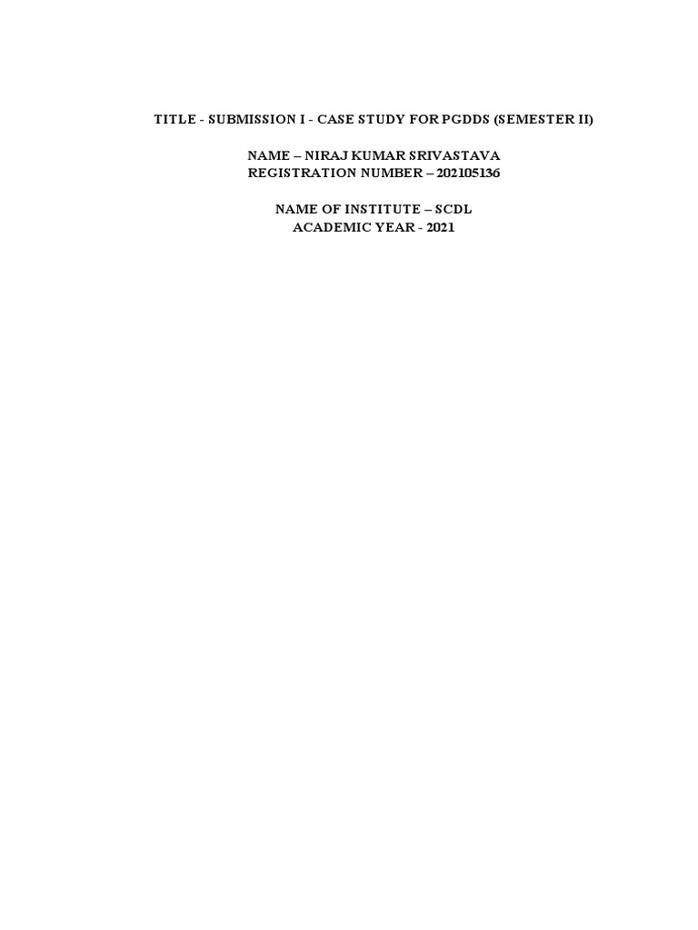 Submission I - Case Study For PGDDS (Semester II) | PDF | Mathematics
