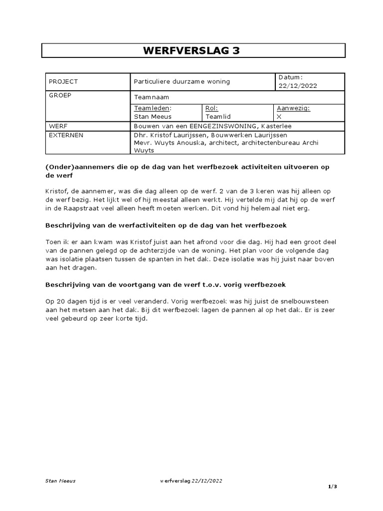 Bop Bouwknoop - Werfverslag 3 - Stan Meeus | PDF