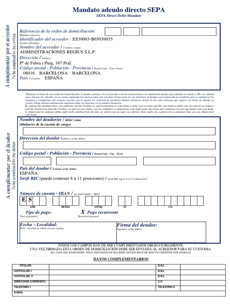 Formulario Sepa | PDF