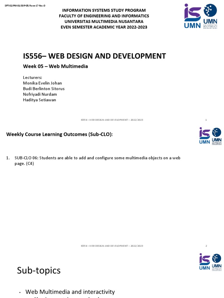 Materi-IS556-M05-Web Multimedia-Gnp2022-2023 | PDF | Adobe Flash | World Wide Web