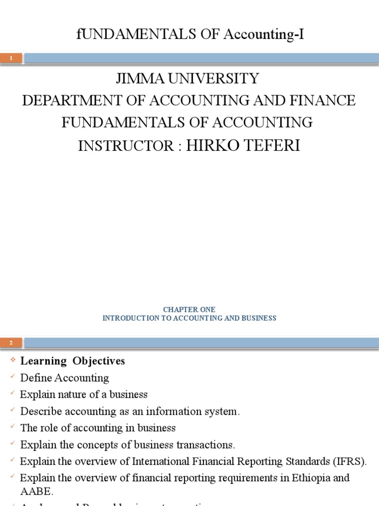 fUNDAMENTALS OF Accounting-I Jimma University Department of Accounting and Finance Fundamentals ...