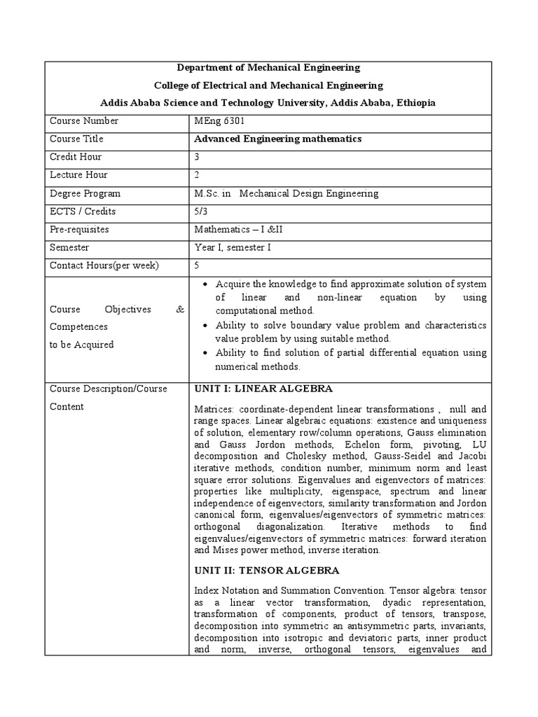 Mechaical, Advanced Engineering Mathematics | PDF | Eigenvalues And Eigenvectors | Matrix ...