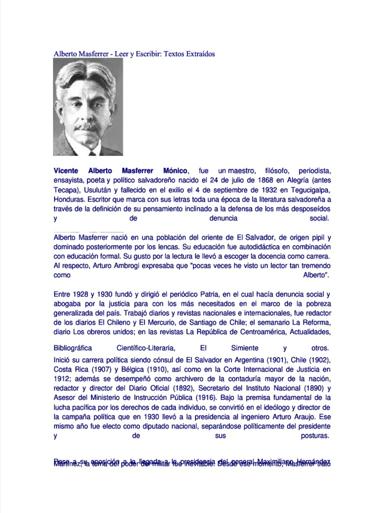 Alberto Masferrer Leer y Escribir 1915 - Compress | PDF