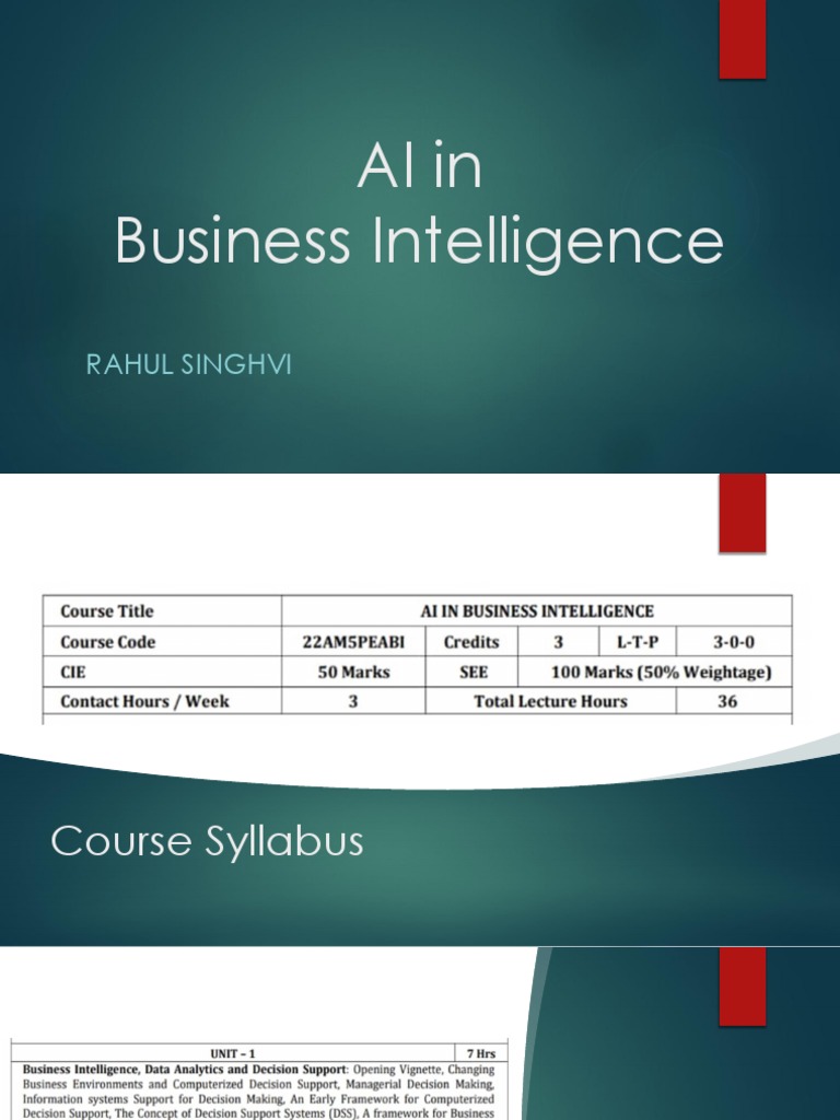AI in BI - Unit 2 | PDF