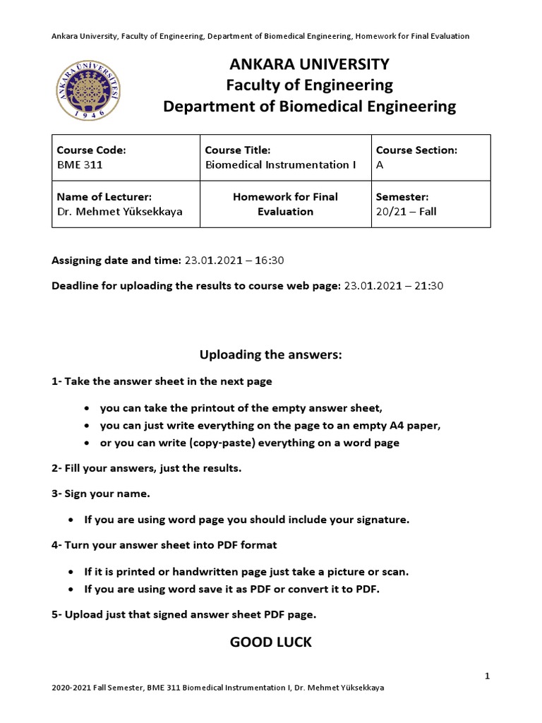 2021spring BME314 Midterm | PDF