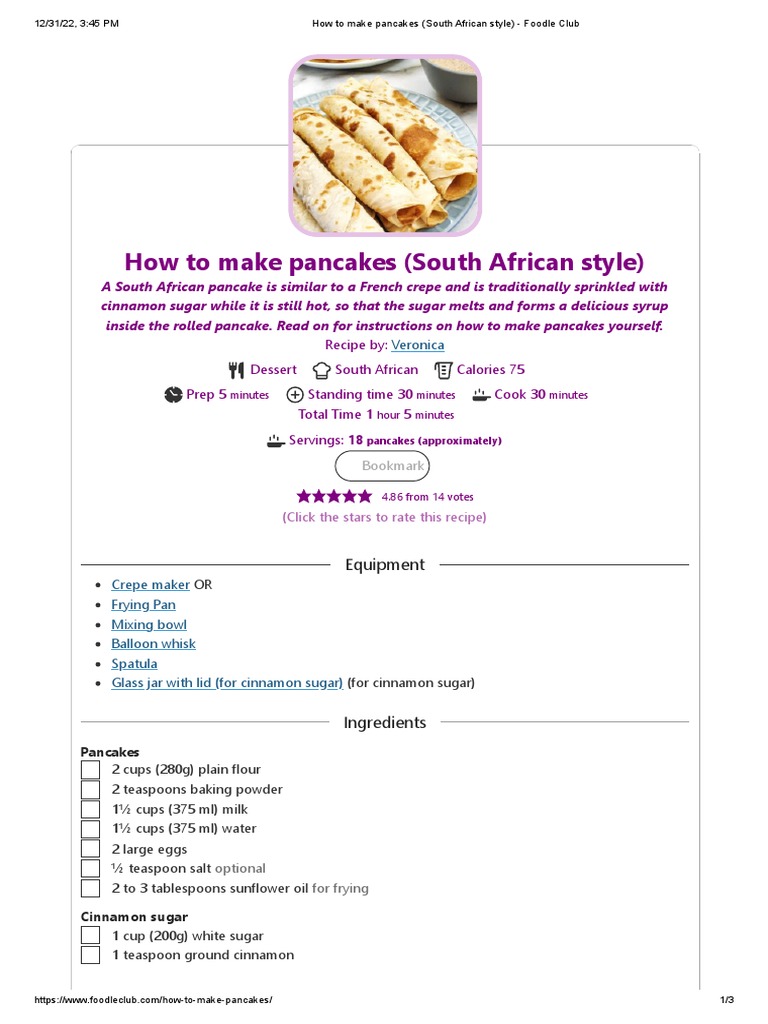 How To Make Pancakes (South African Style) - Foodle Club | PDF | Pancake | Teaspoon