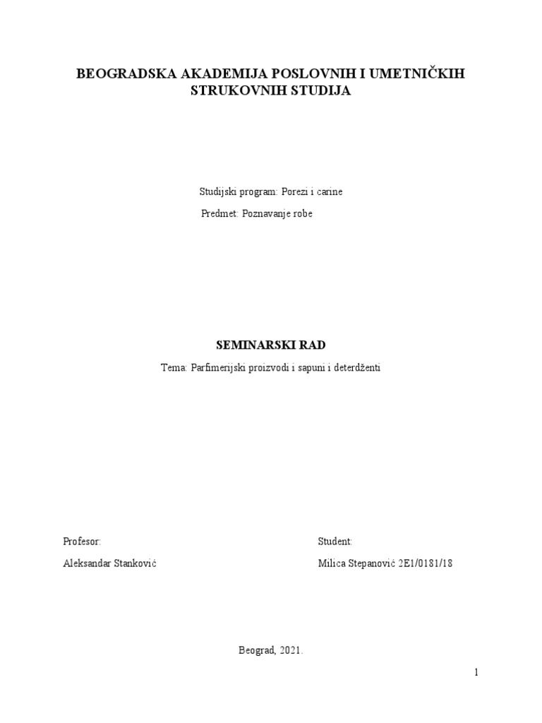 Poznavanje Robe Konacan Izgled Rada | PDF