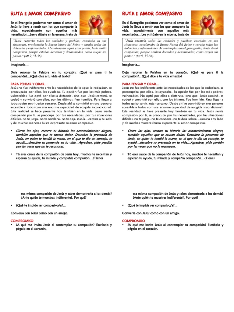Ruta 1: Amor Compasivo Ruta 1: Amor Compasivo: para Pensar Y Orar para ...