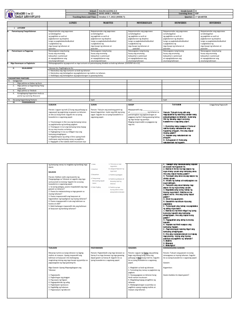 DLL - Esp 2 - Q1 - W7 | PDF