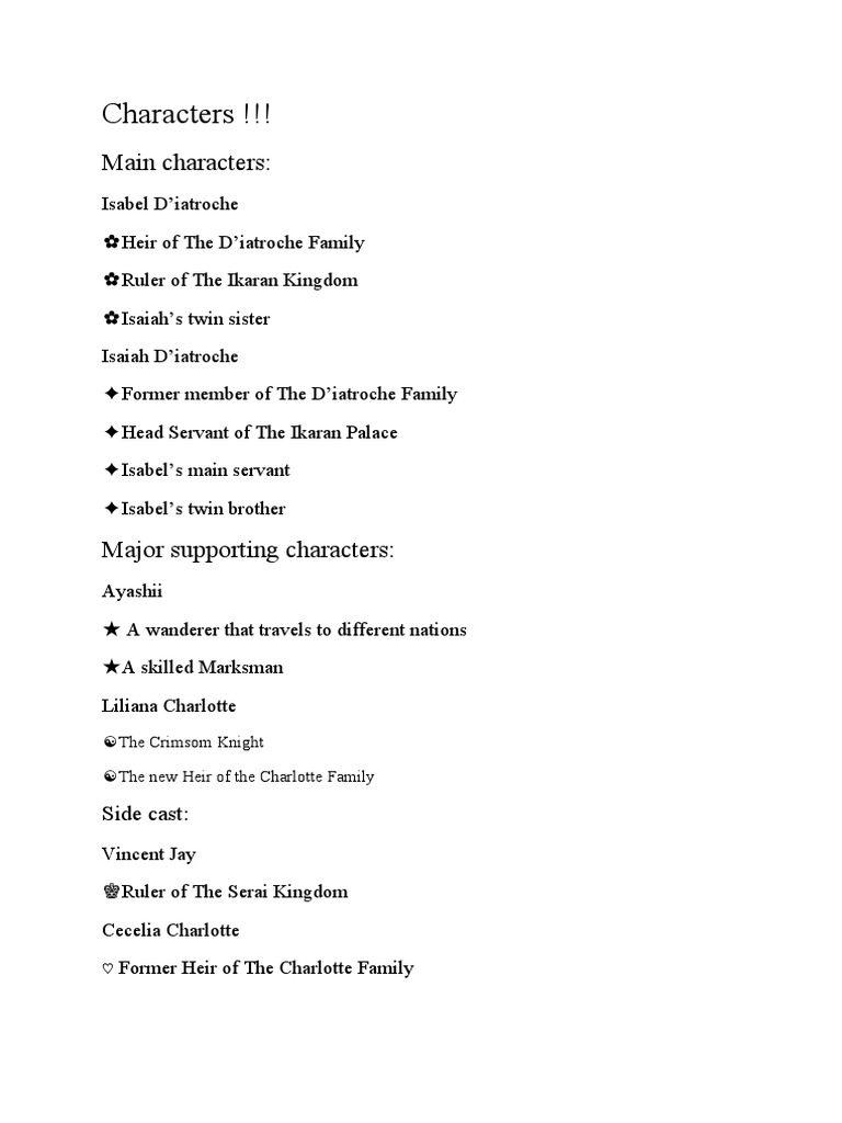 Main Characters | PDF