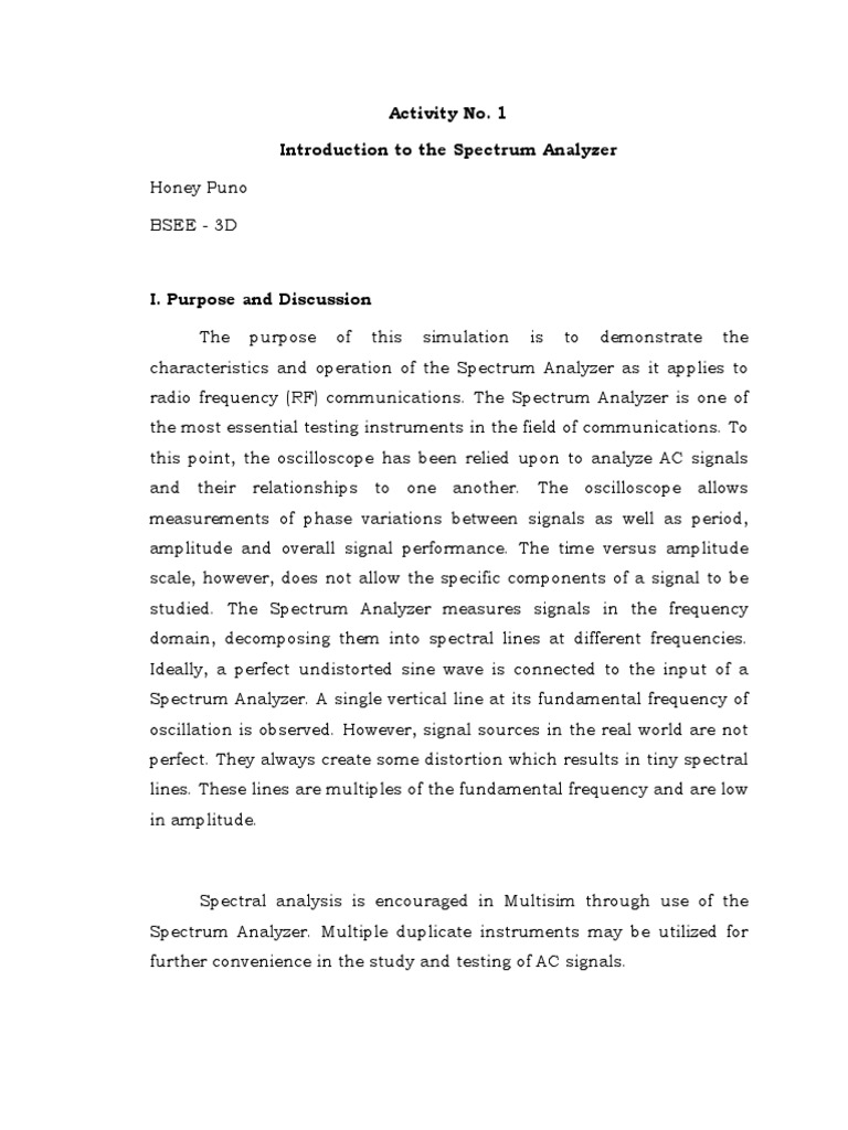Activity-No.-1 - ELECTRONICS COMMUNICATION | PDF | Spectral Density | Hertz
