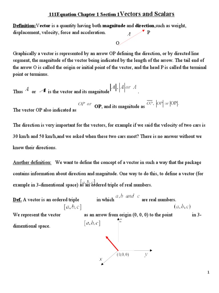 Vectors And Scalars Repaired Pdf Euclidean Vector Basis Linear Algebra