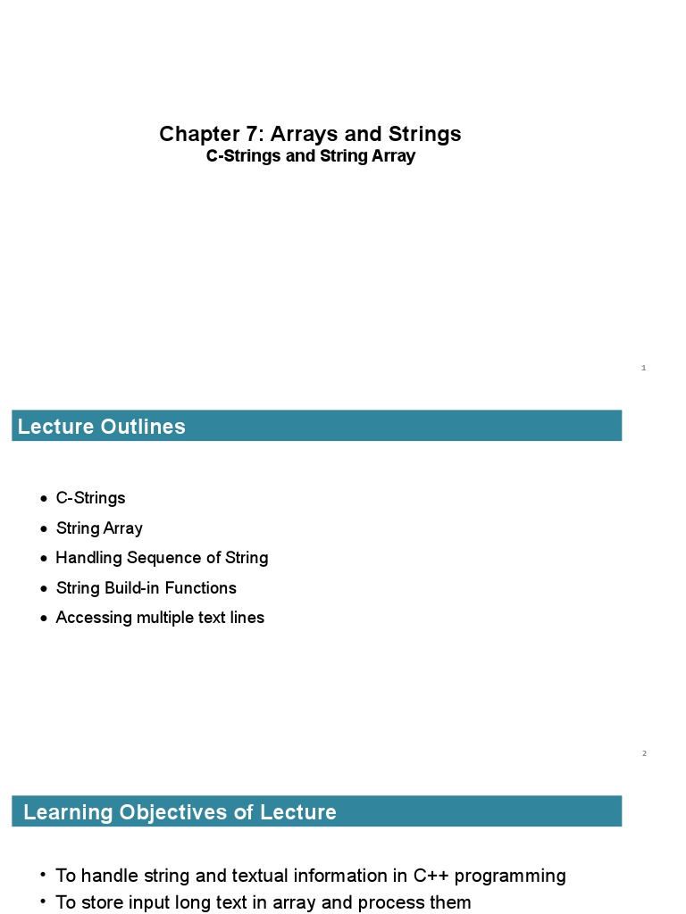 Chapter 7: Arrays and Strings | PDF