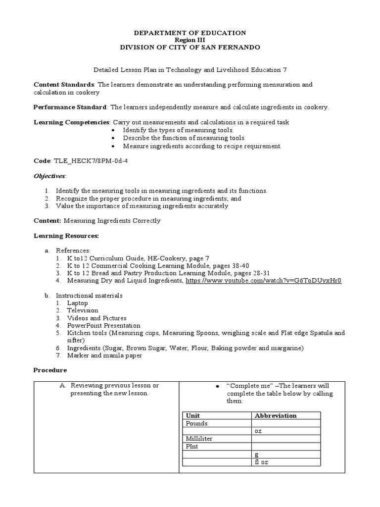 Objectives:: Region III | Download Free PDF | Shortening | Cooking