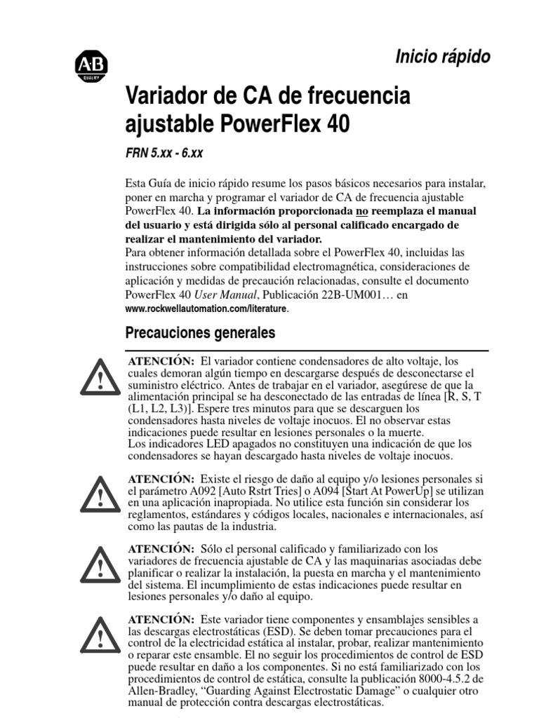 POWERFLEX 40 | Descarga electrostática | Física