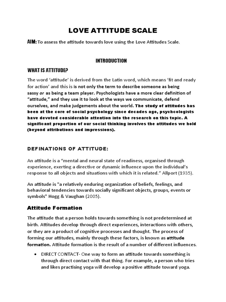 Love Attitude Scale | PDF | Attitude (Psychology) | Likert Scale