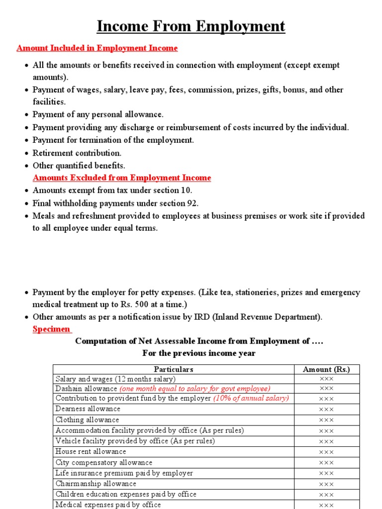 Employment Income Tax Exemptions Guide | PDF