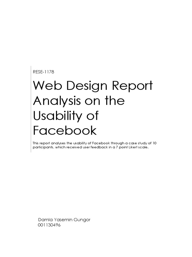 Web Design Report Analysis On The Usability of Facebook | PDF ...