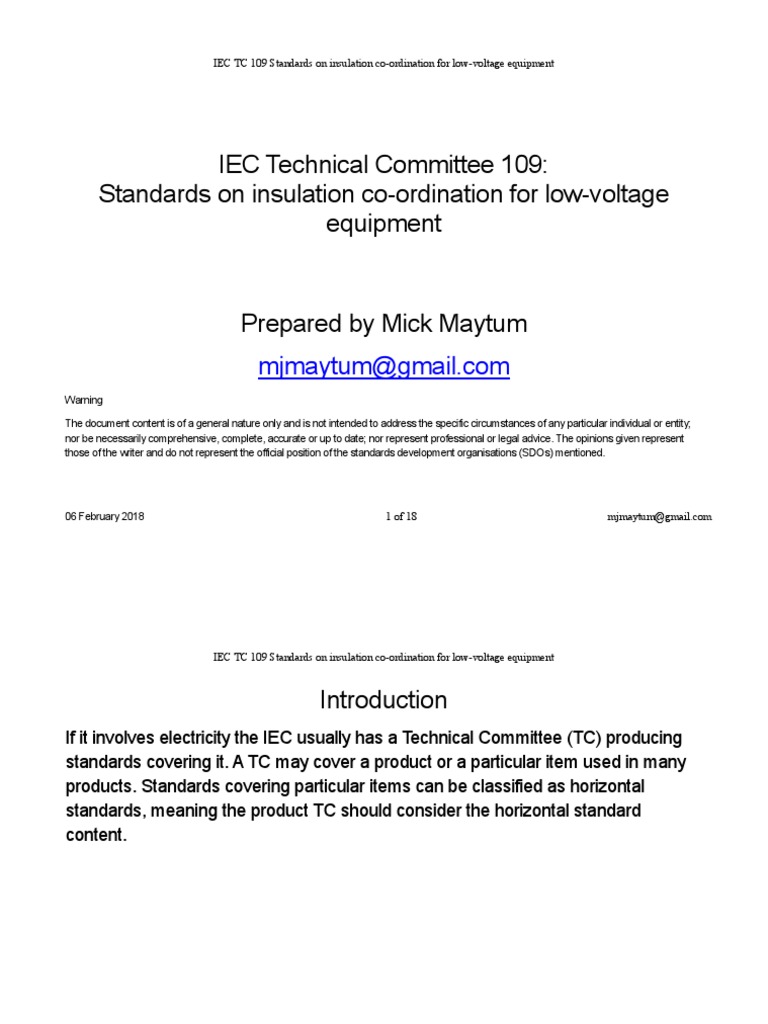 IEC TC 109 Standards On Insulation Co-Ordination | PDF