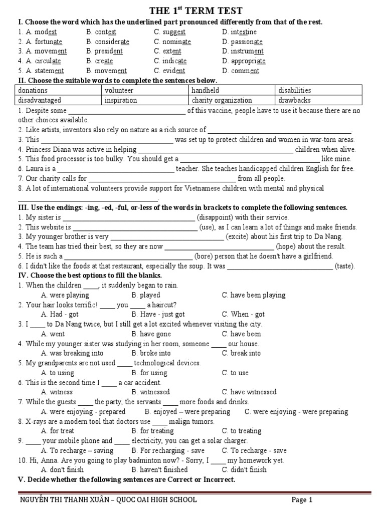 BT ôn cuối ky 1 lop 10 | PDF | Heart Rate | Pain