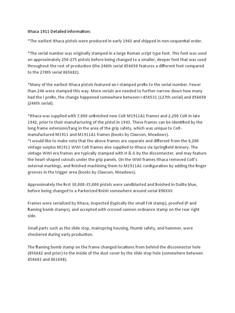 Ithaca 1911 Detailed Information | PDF | Firearms | Projectile Weapons