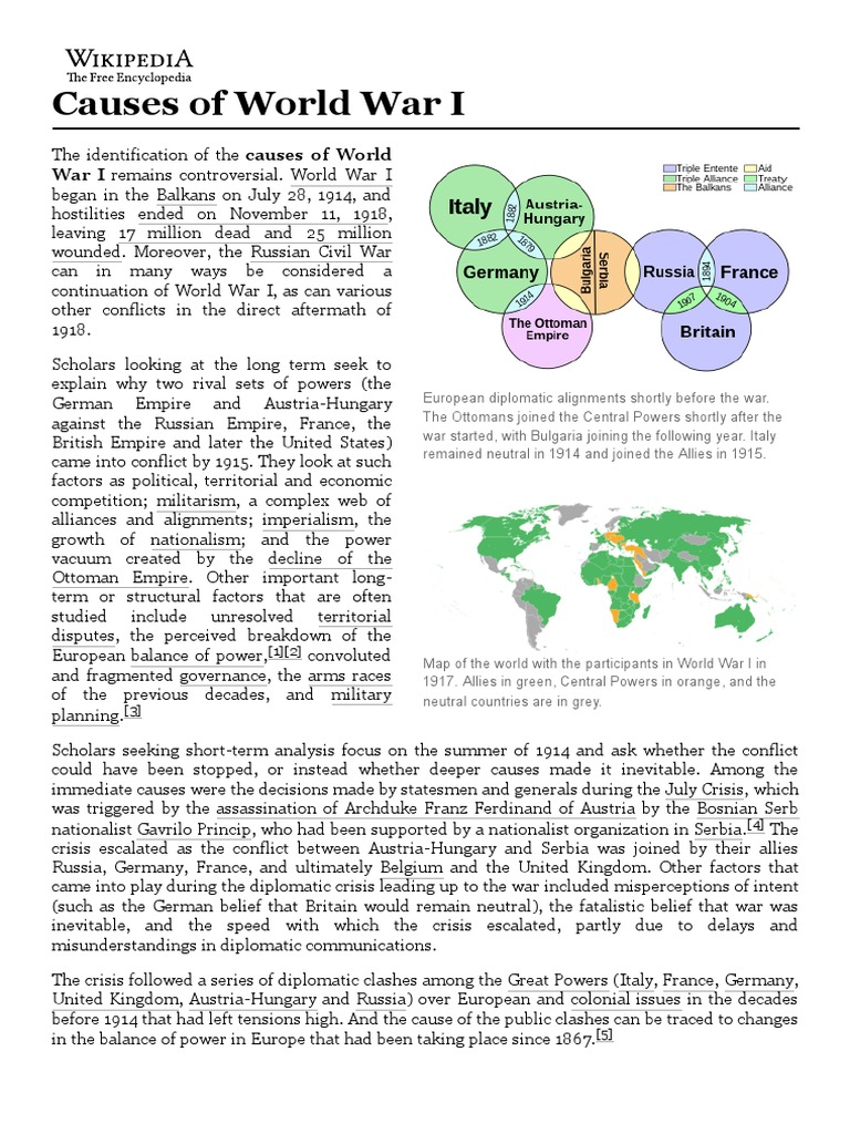 Causes of World War I | PDF | German Empire | Allies Of World War I