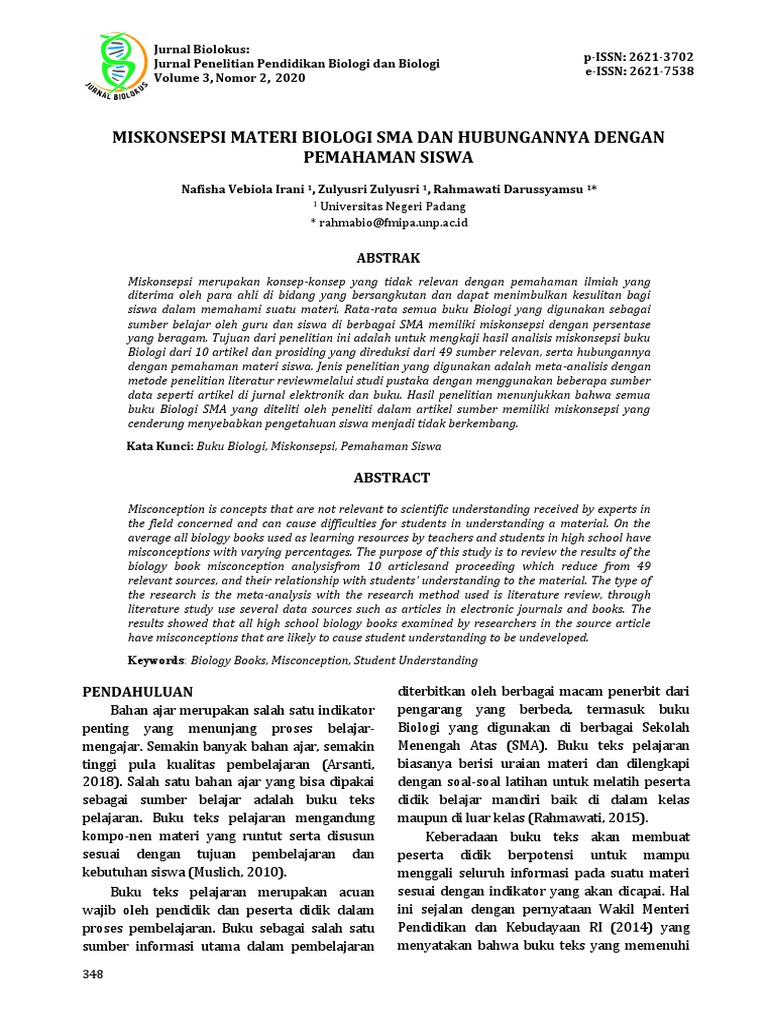 Miskonsepsi Materi Biologi Sma Dan Hubun | PDF