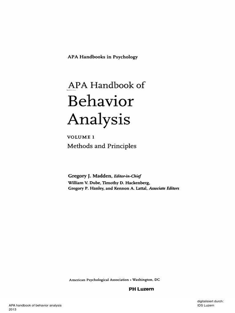 APA Handbook of Behavior Analysis | PDF | Behaviorism | Reinforcement