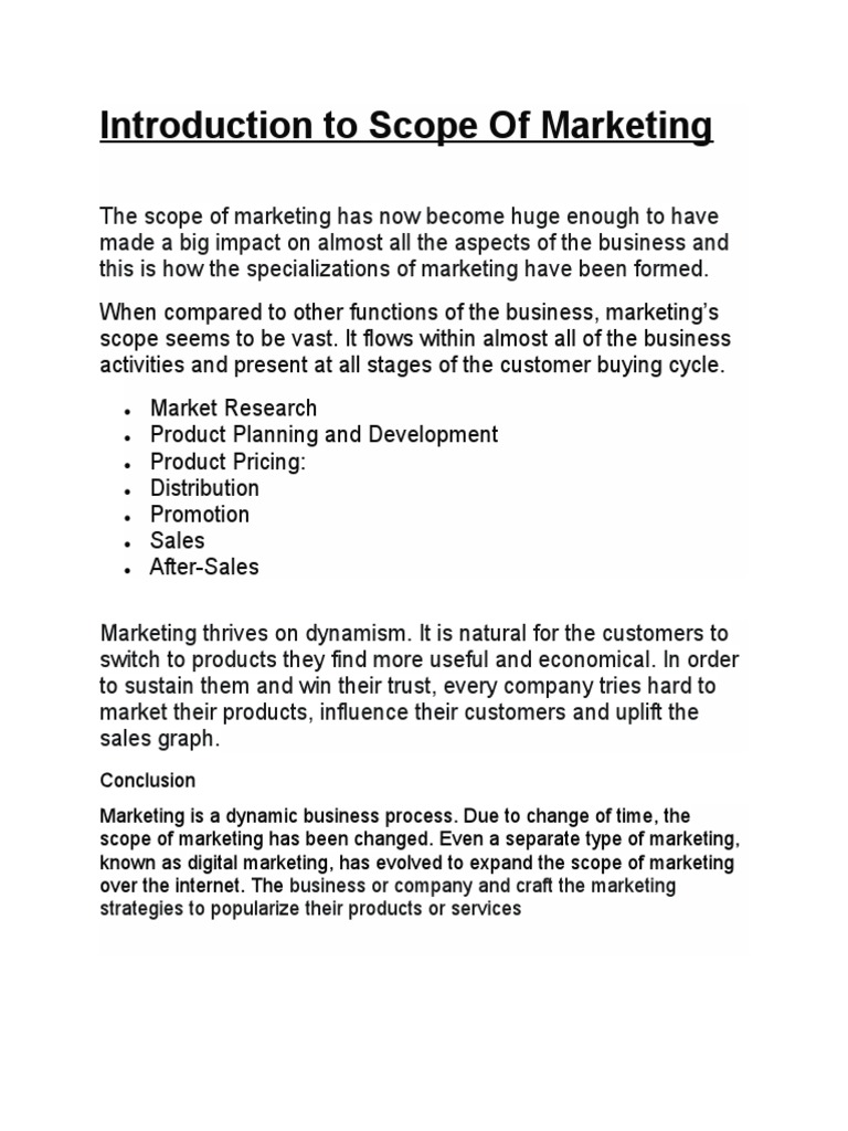 Scope of Marketing | PDF