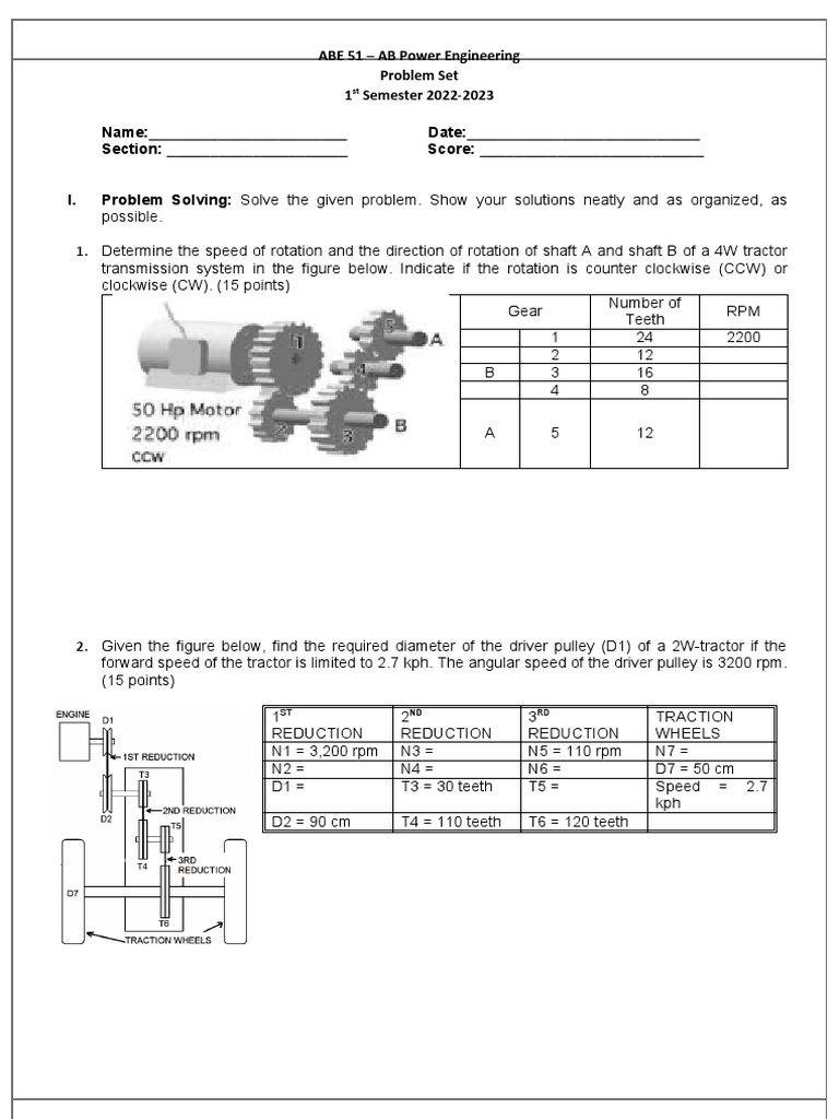 ABE 51 AB Power Engineering Problem Set 1 | PDF