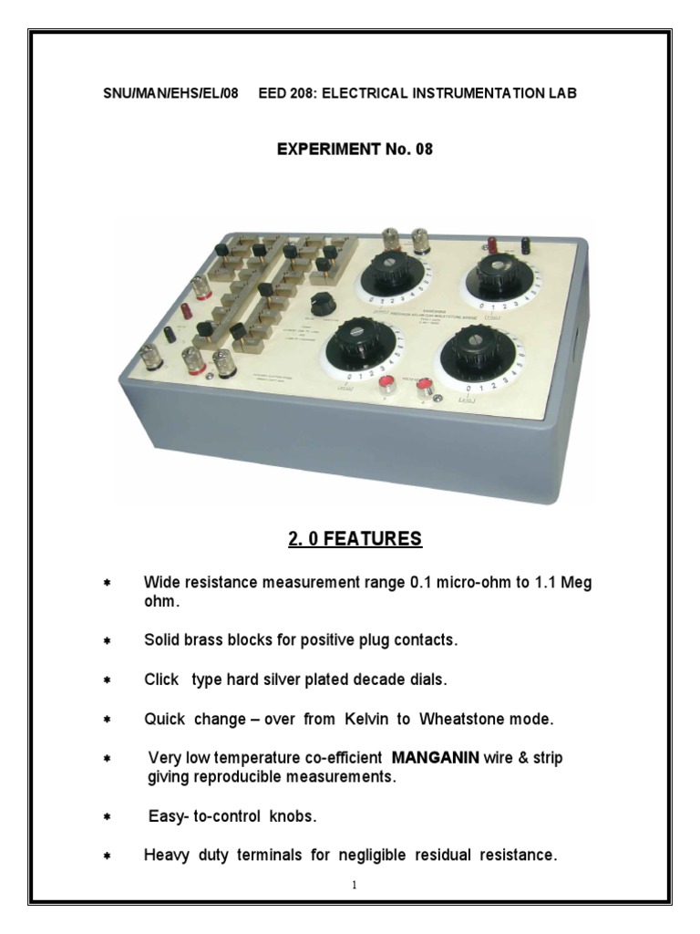 Exp. 8 Wheatstone Bridge KCWSB-9405 | PDF