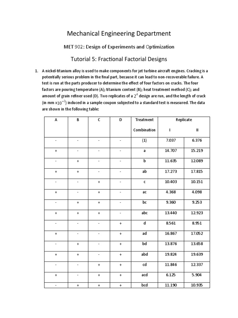 Fractional Factorial Design Analysis | PDF | Heat Treating | Physical ...