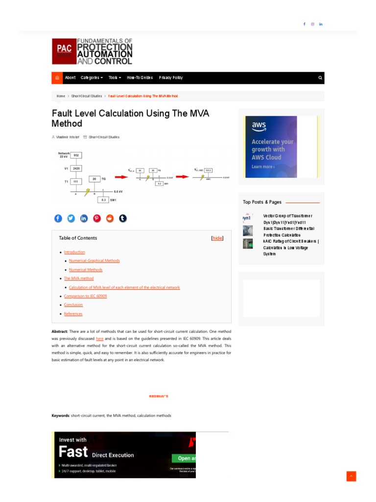 Fault Level Calculation Using The MVA Method - PAC Basics | Download ...