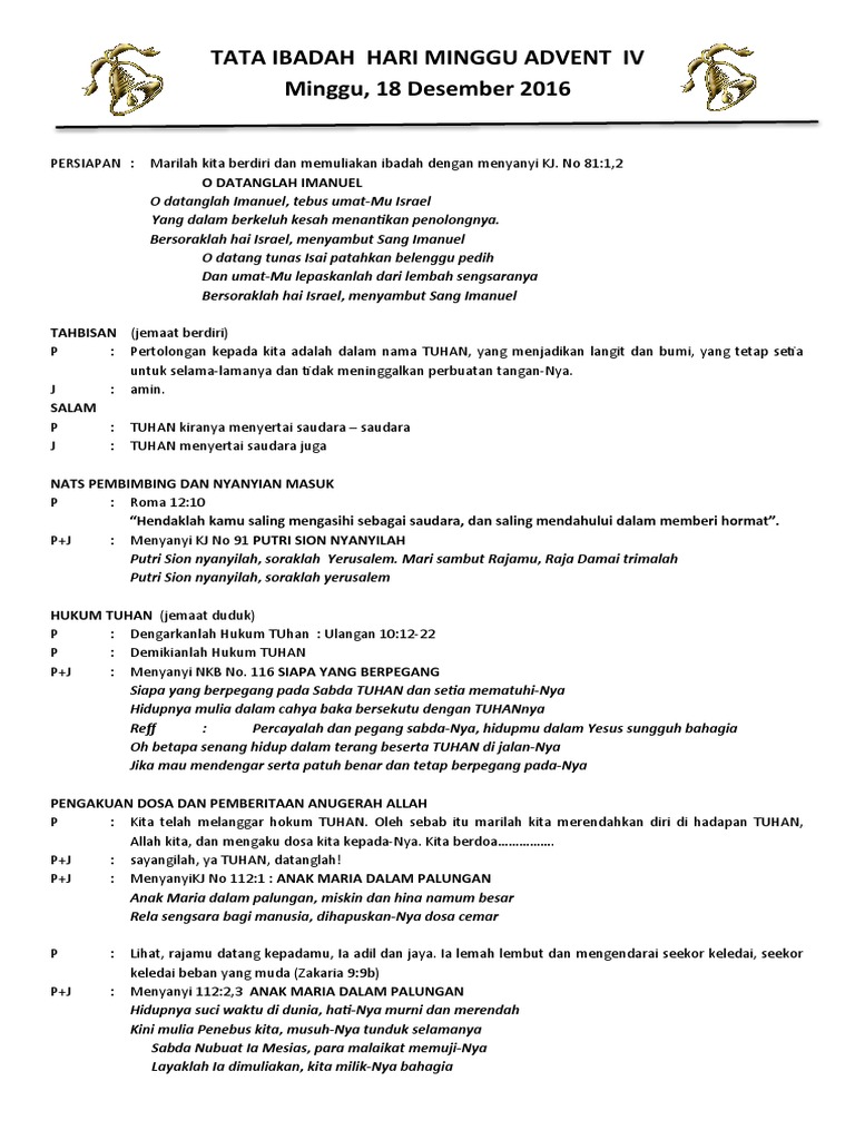 Tata Ibadah Hari Minggu Advent Iv | PDF | Agama & Spiritualitas
