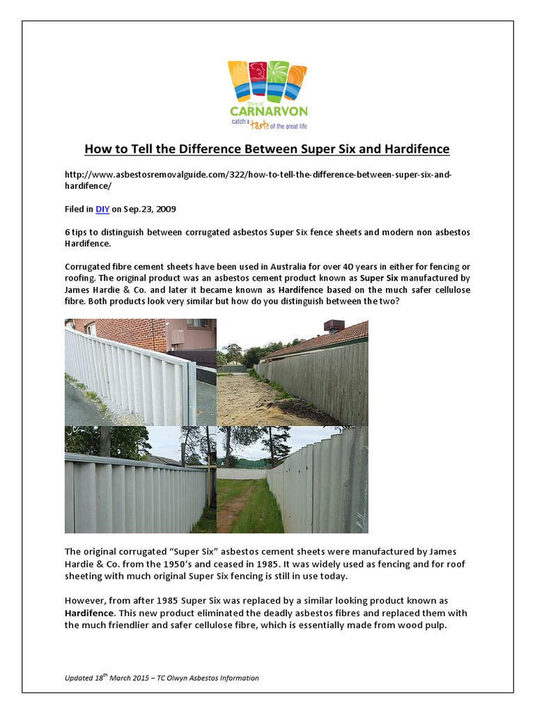 How To Tell The Difference Between Super Six and Hardifence | PDF ...