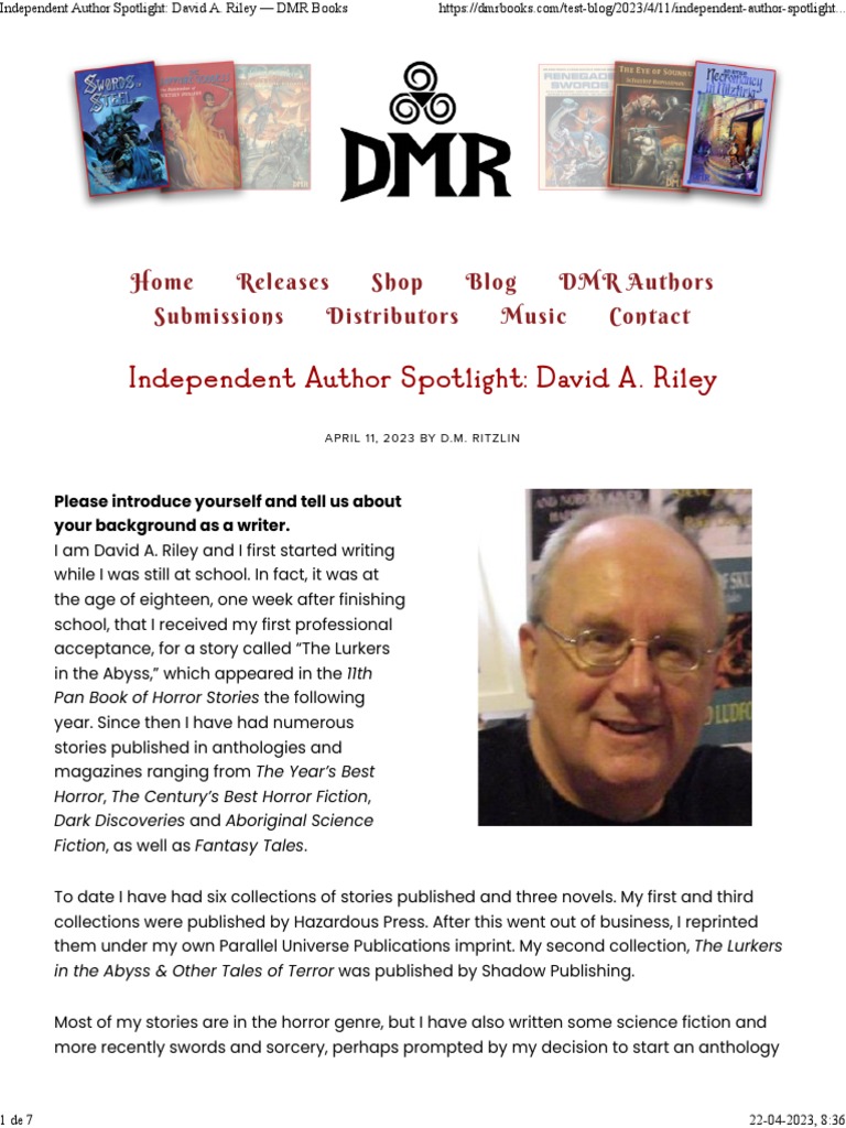 Independent Author Spotlight David A. Riley - DMR Books | PDF | Sword ...