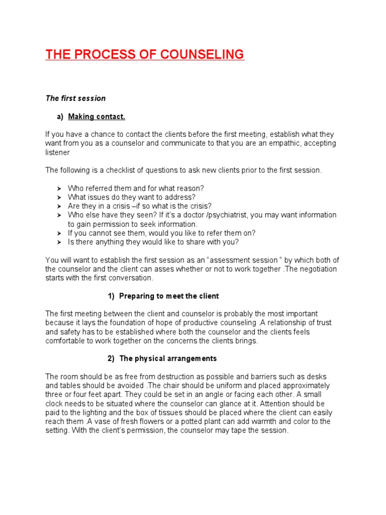 Revised Process of Counselling - 1 | PDF