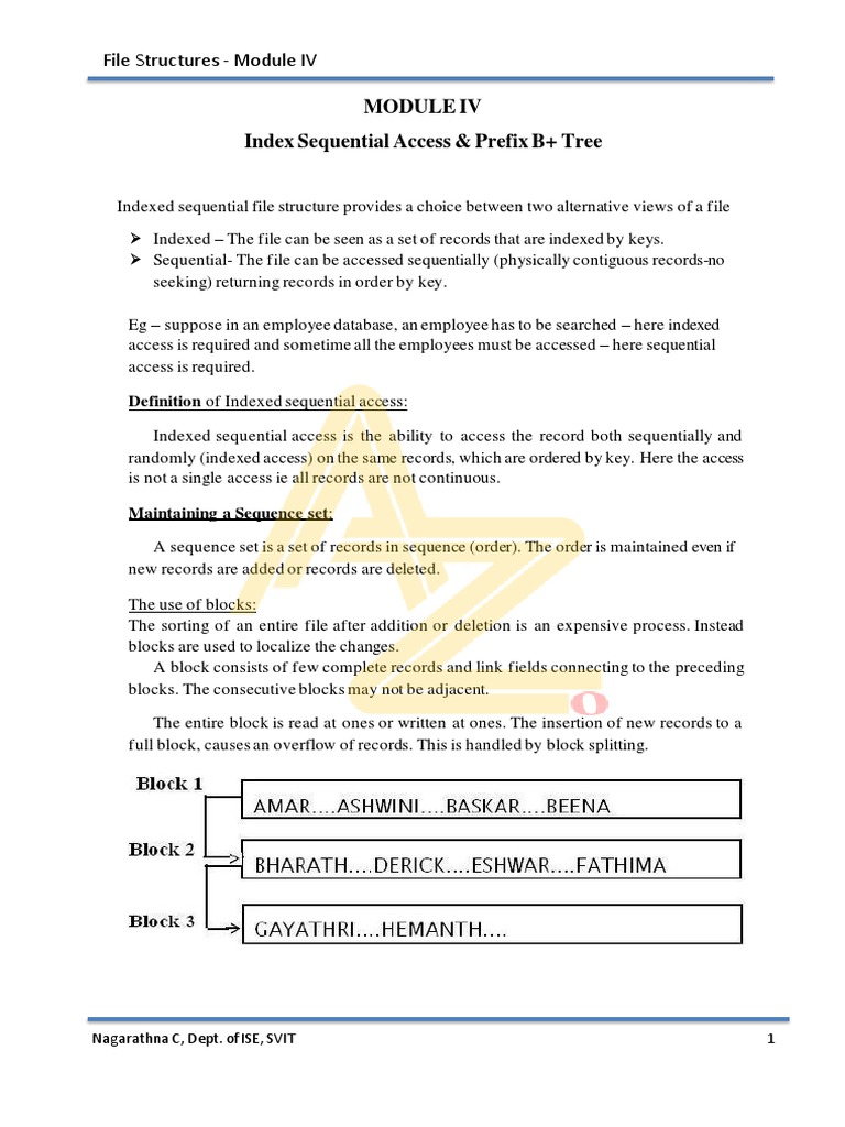 Index Sequential Access & Prefix B+ Tree: File Structures - Module IV ...