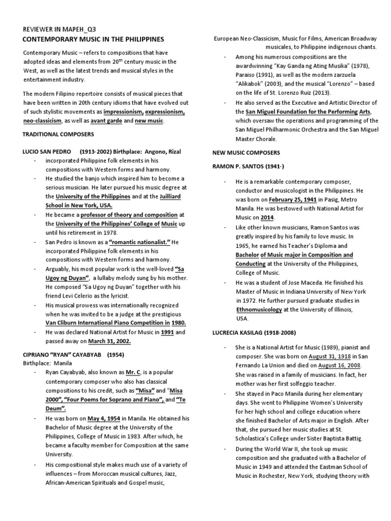 Mapeh-Reviewer Q3 | PDF | Hip Hop Music