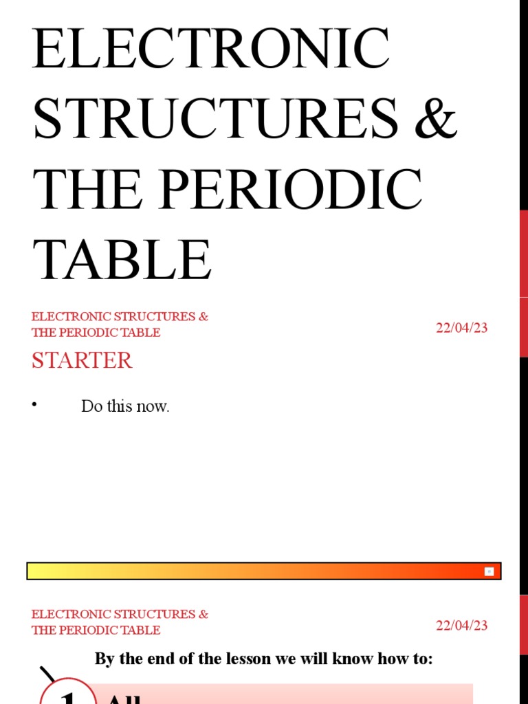 1 - Electronic Structures and The Periodic Table | PDF