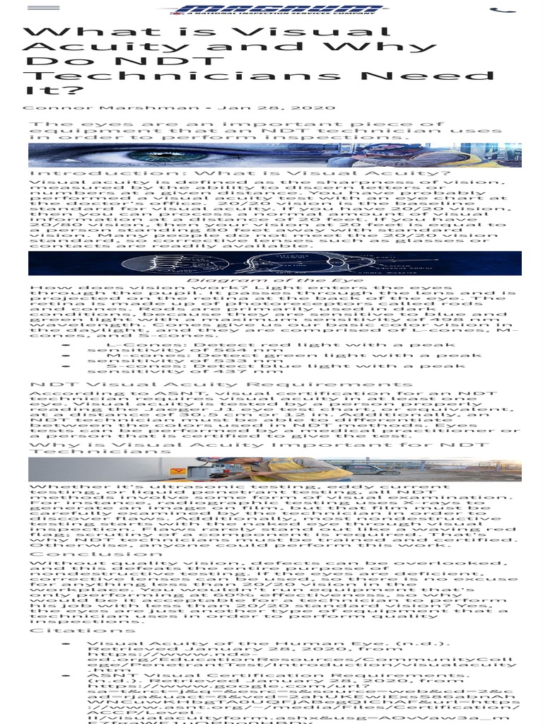 What Is Visual Acuity and Why Do NDT Technicians Need It | PDF | Visual ...