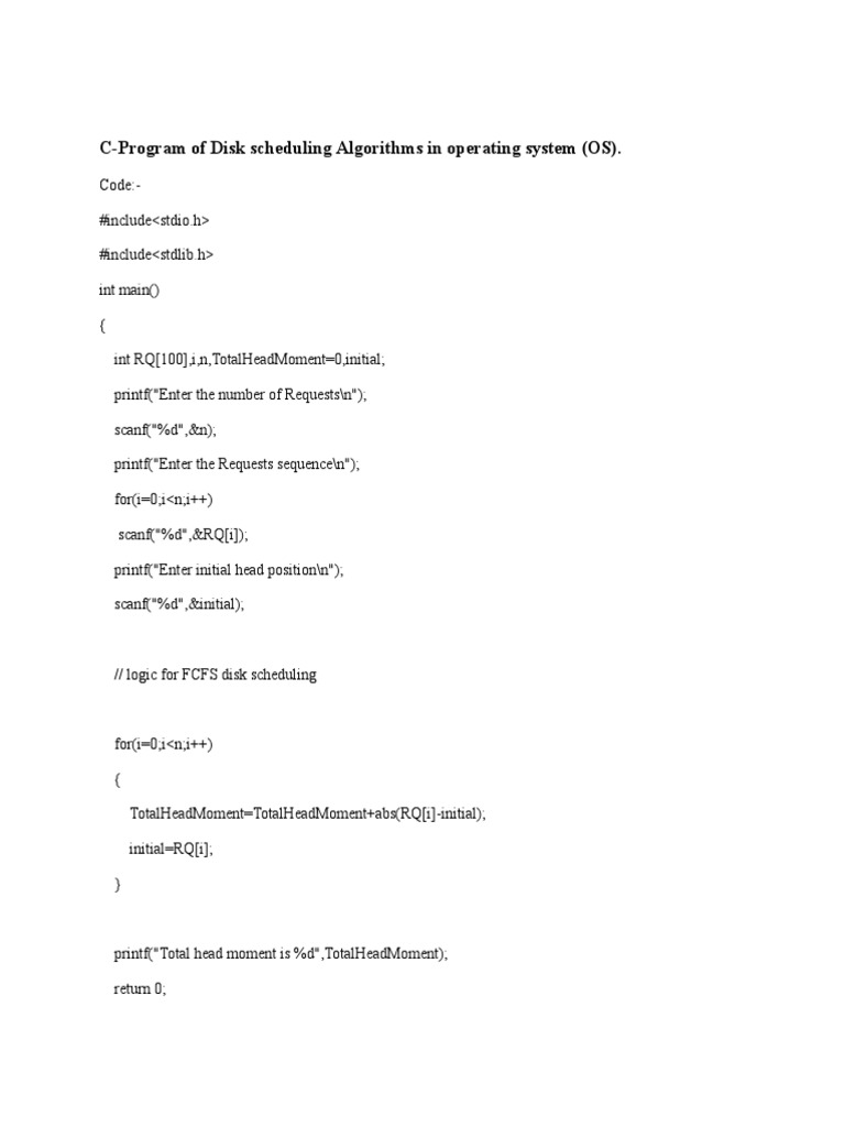 Assignment 12 Disk Scheduling Algorithms Pdf 