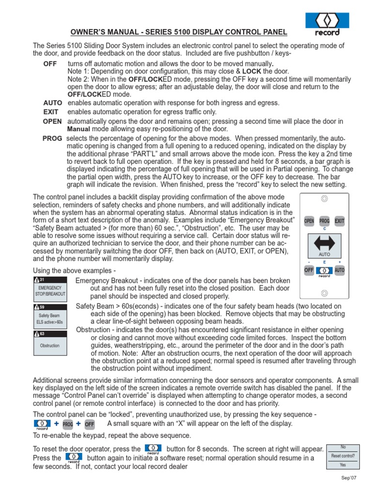 5100 Series S.M.a.R.T. Panel Display Owners Manual | PDF