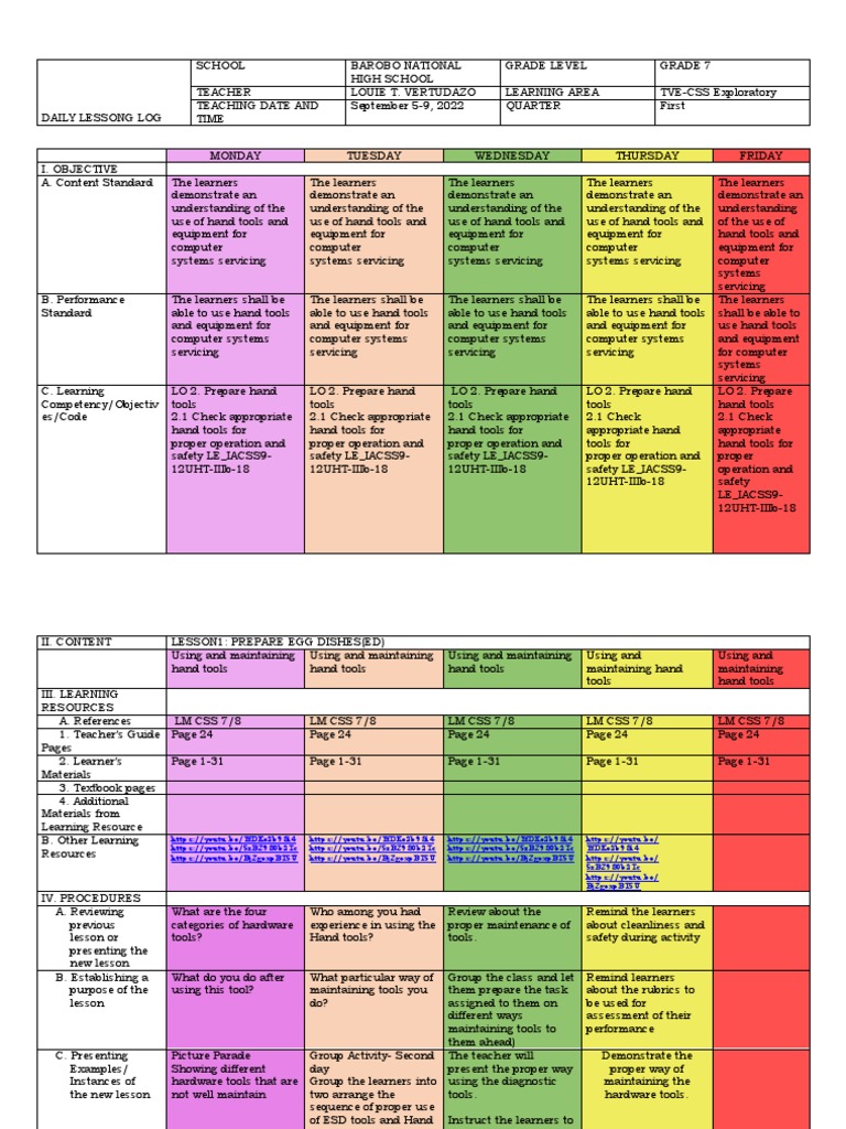 DAILY-LESSONG-LOG-TVE-7 Css Week 3 | PDF | Learning | Teachers