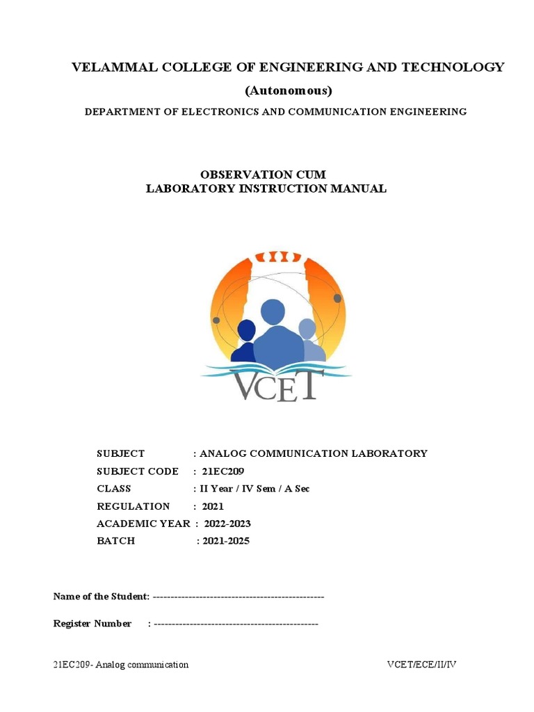 Analog Communication Lab manual | PDF