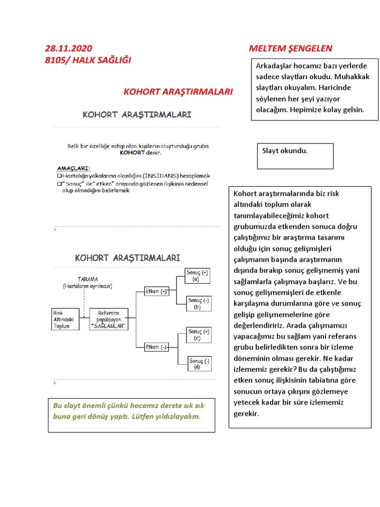 8105 KOHORT ARAŞTIRMALARI | PDF