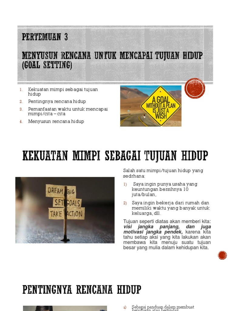 III Menyusun Rencana Untuk Mencapai Tujuan Hidup (Goal Setting) | PDF ...