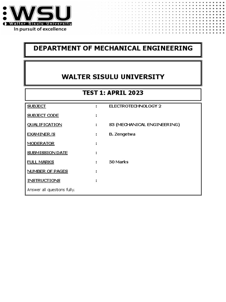 Elt2 Test 1 | Download Free PDF | Electrical Network | Electrical ...