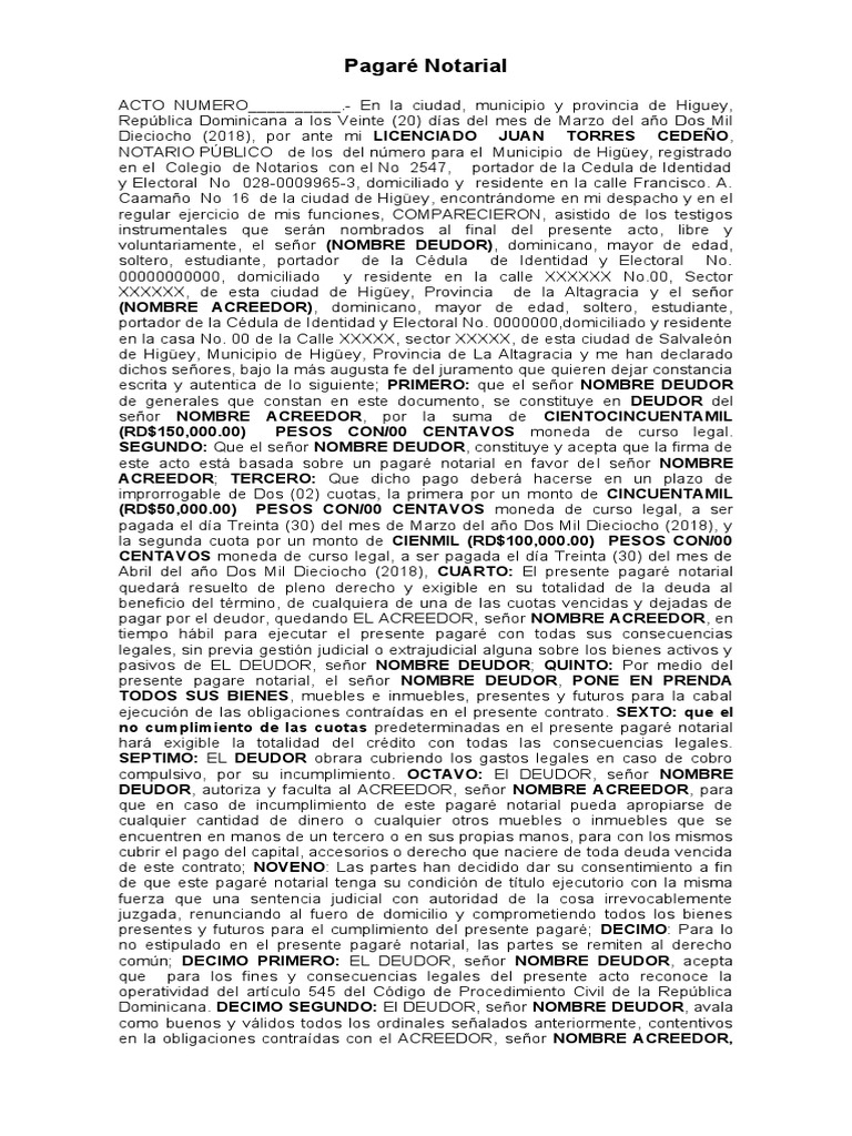 Pagaré Notarial | PDF | Pagos | Justicia
