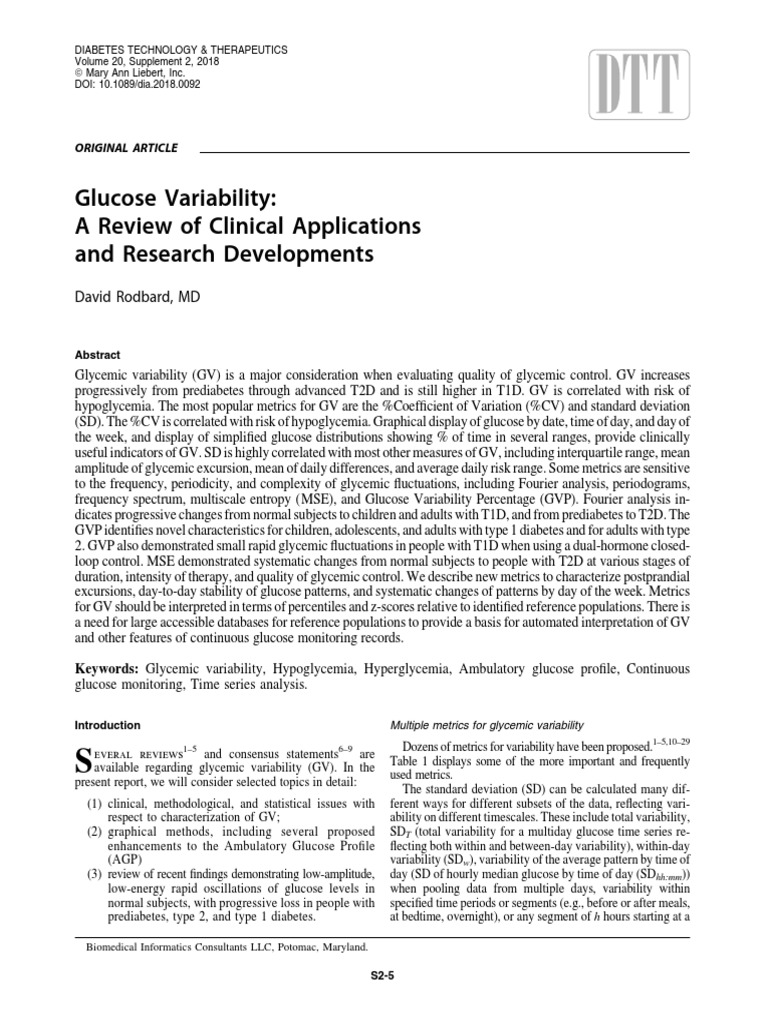 Glucose Variability A Review of Clinical Applications and Research Developments Rodbard2018 | PDF